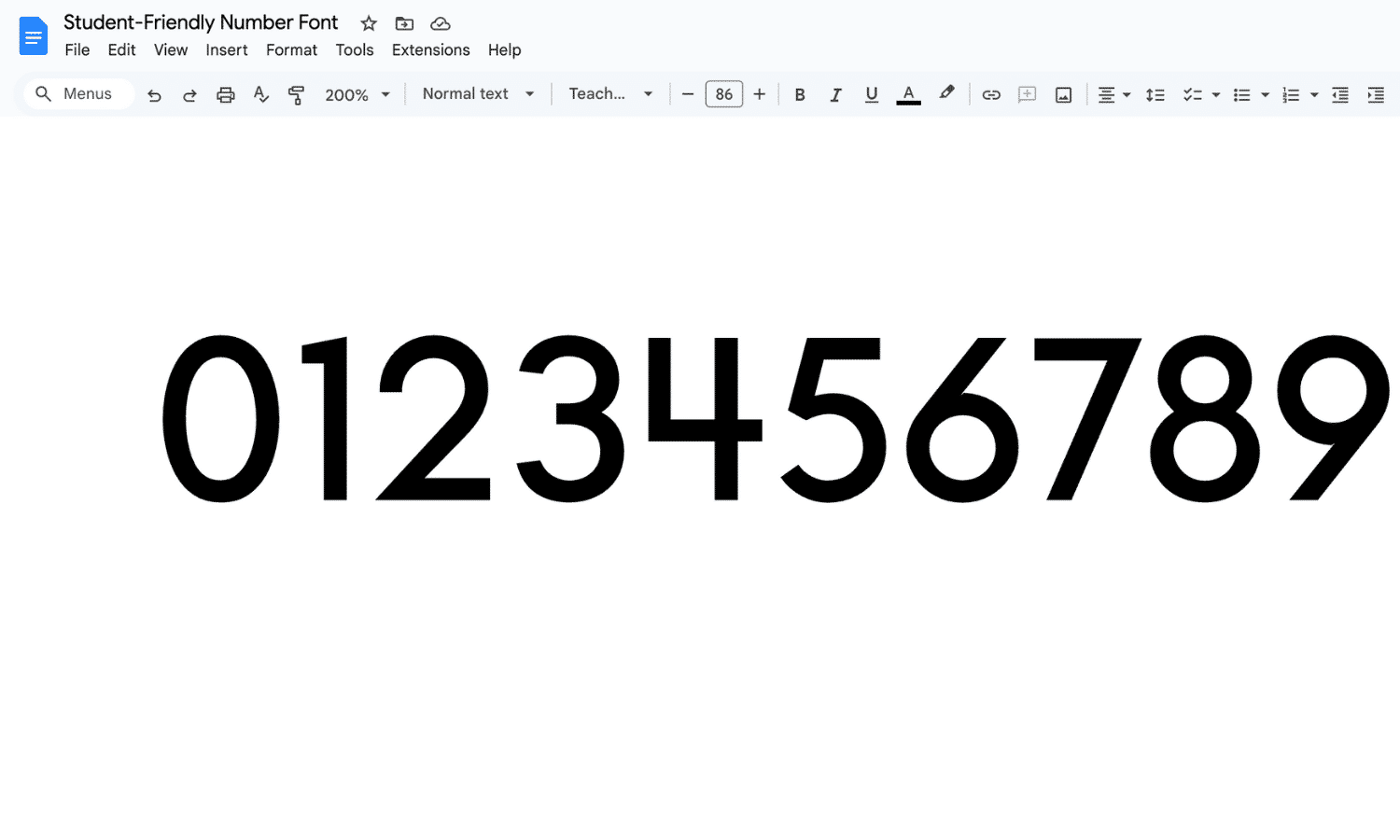 A Font with an Open 4! (A Student-Friendly Number Font)